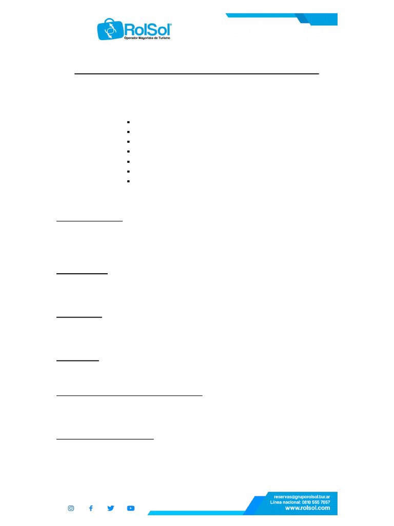 Excursiones Opcionales TRH - 2024 | PDF