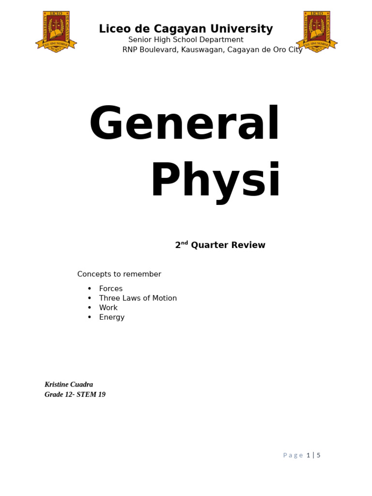 2nd Quarter GEN PHYSICS | PDF