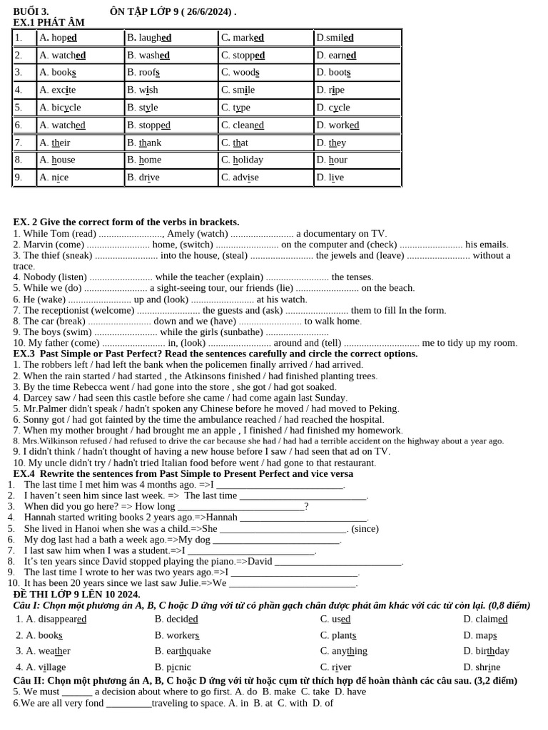 Buôi 3 Lop 9 2025 | PDF
