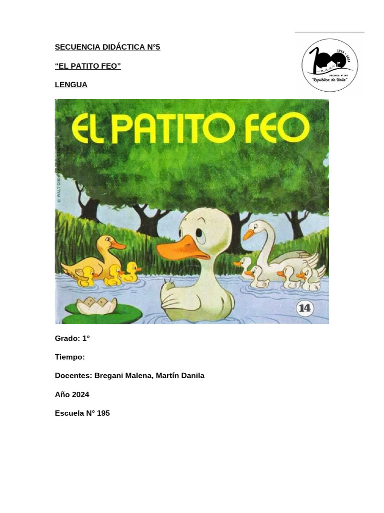 Copia de Secuencia N5 de Lengua - El Patito Feo | PDF