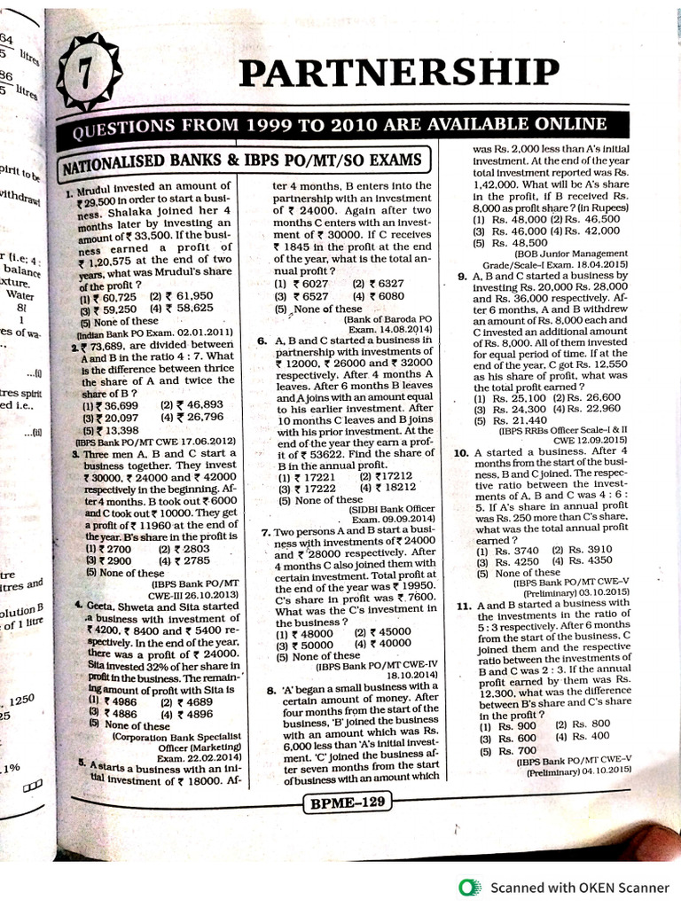 Partnership Pyq Maths | PDF