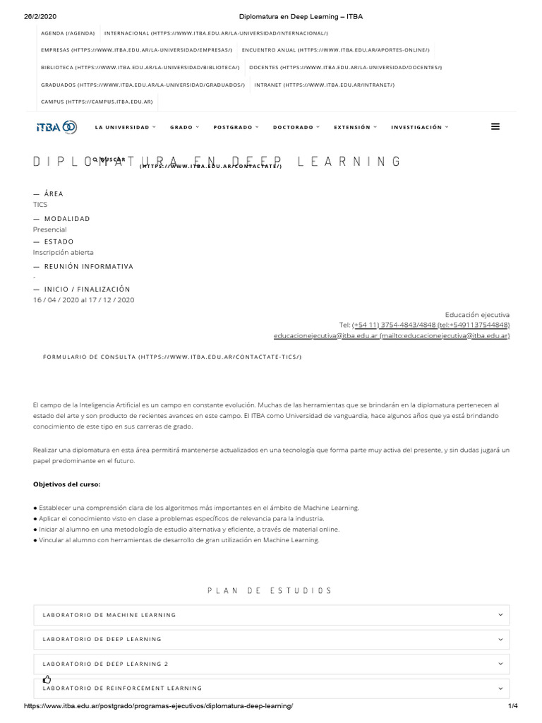 Diplomatura en Deep Learning - ITBA | PDF