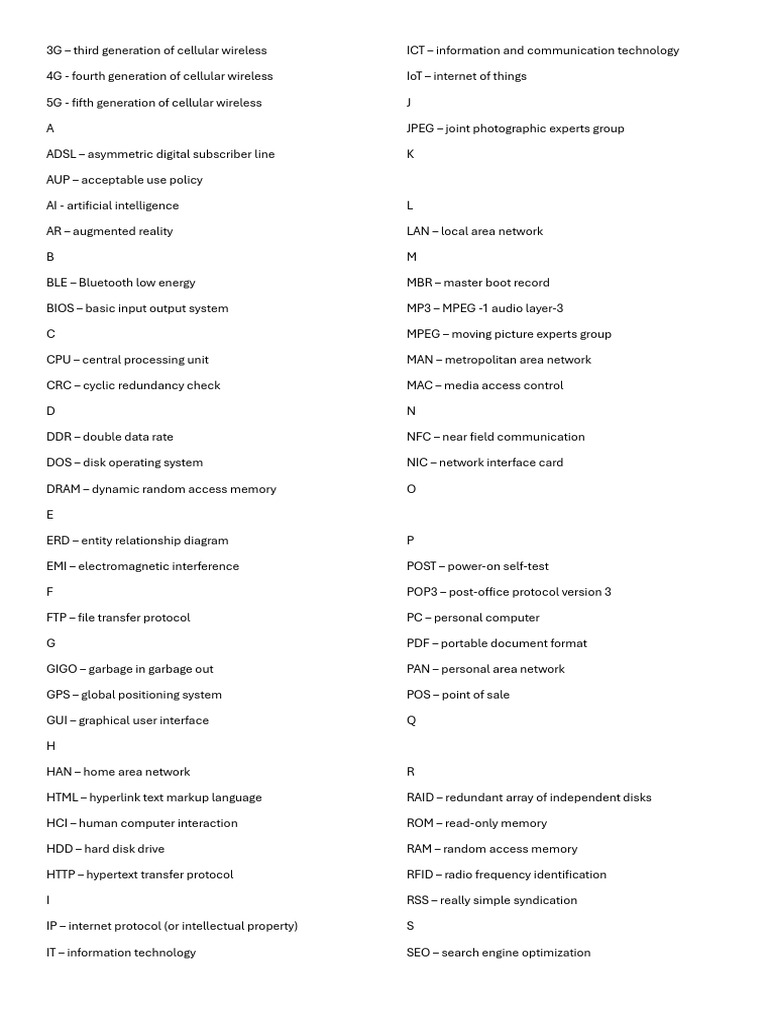 Grade 12 IEB CAT - Common Acronyms | PDF
