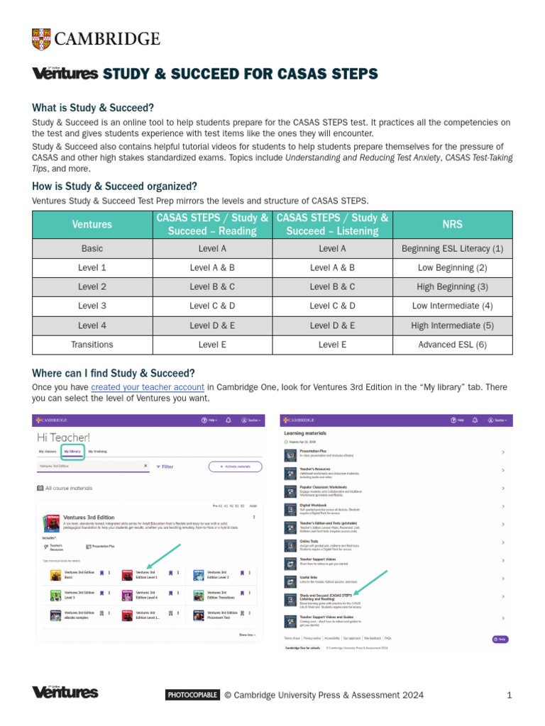 CASAS STEPS - Study & Succeed - How To Guide | PDF