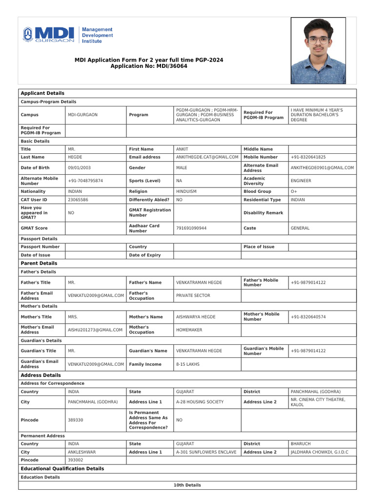 Application Form MDI 36064 | PDF