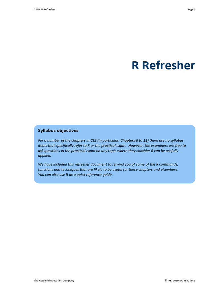 CS2 B R Refresher | PDF