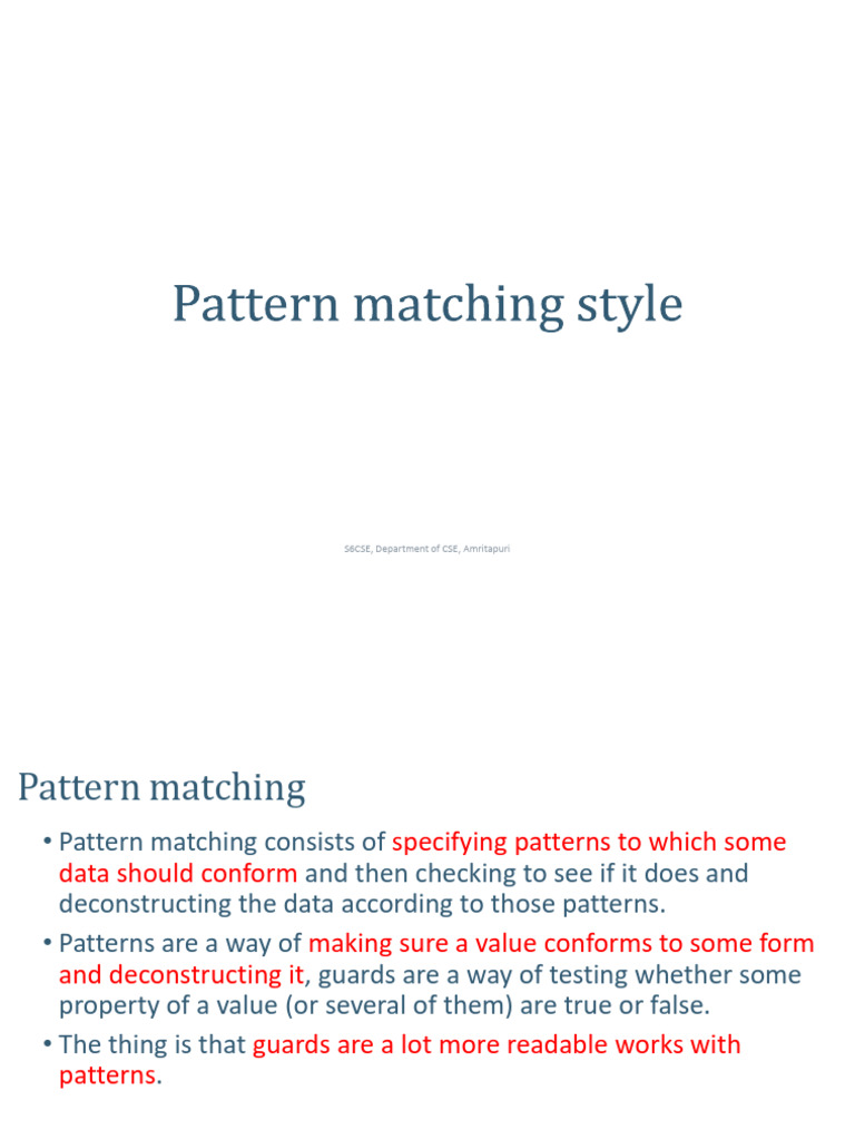 Pattern Matching and Where | PDF