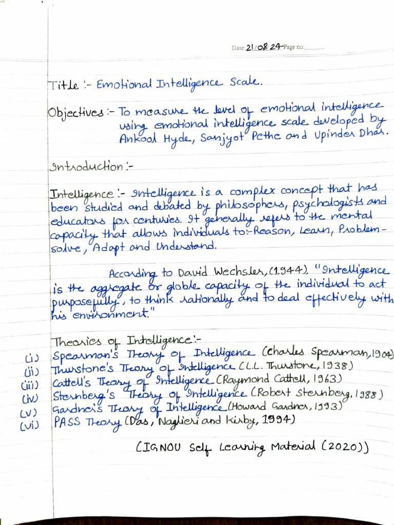 Emotional Intelligence Scale Overview | PDF | Intelligence | Psychology