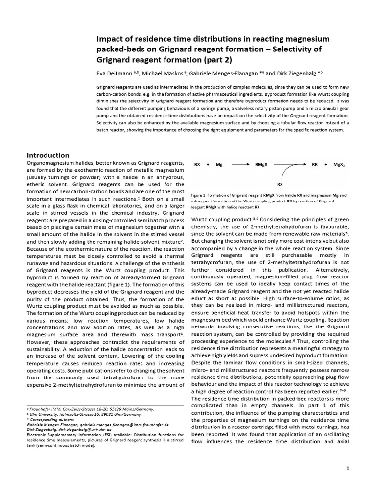 Impact of Residence Time Distributions in Reacting | PDF
