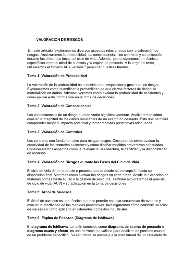 Resumen Valoracion Riesgos Maestria Umng | PDF