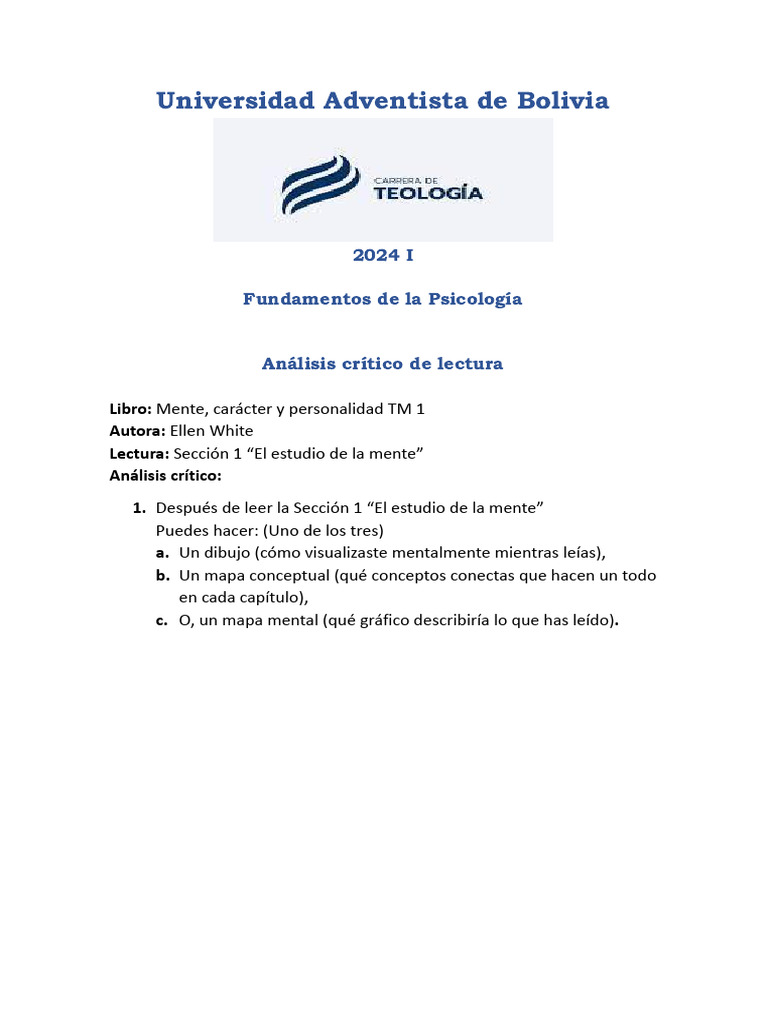 An-Lisis de Lectura Del Libro Mente - Car-Cter y Personalidad TM I ...