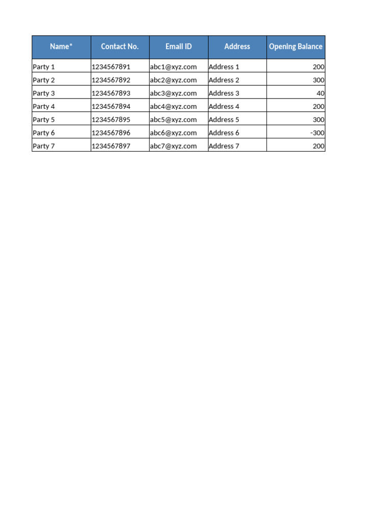Import Parties Template | PDF