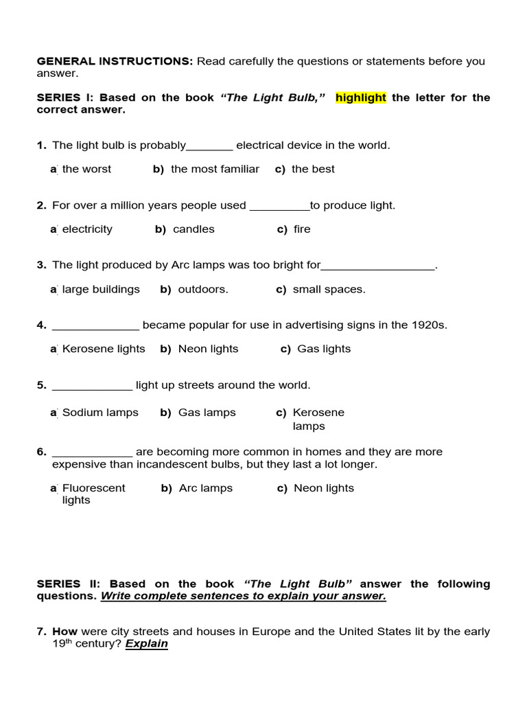 7th The Light Bulb | PDF