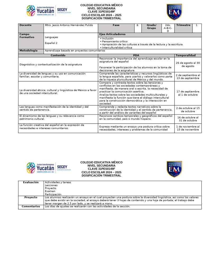 Plan Trimestral | PDF