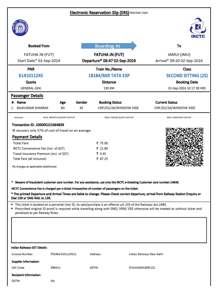 18184/BXR TATA EXP Second Sitting (2S) | PDF