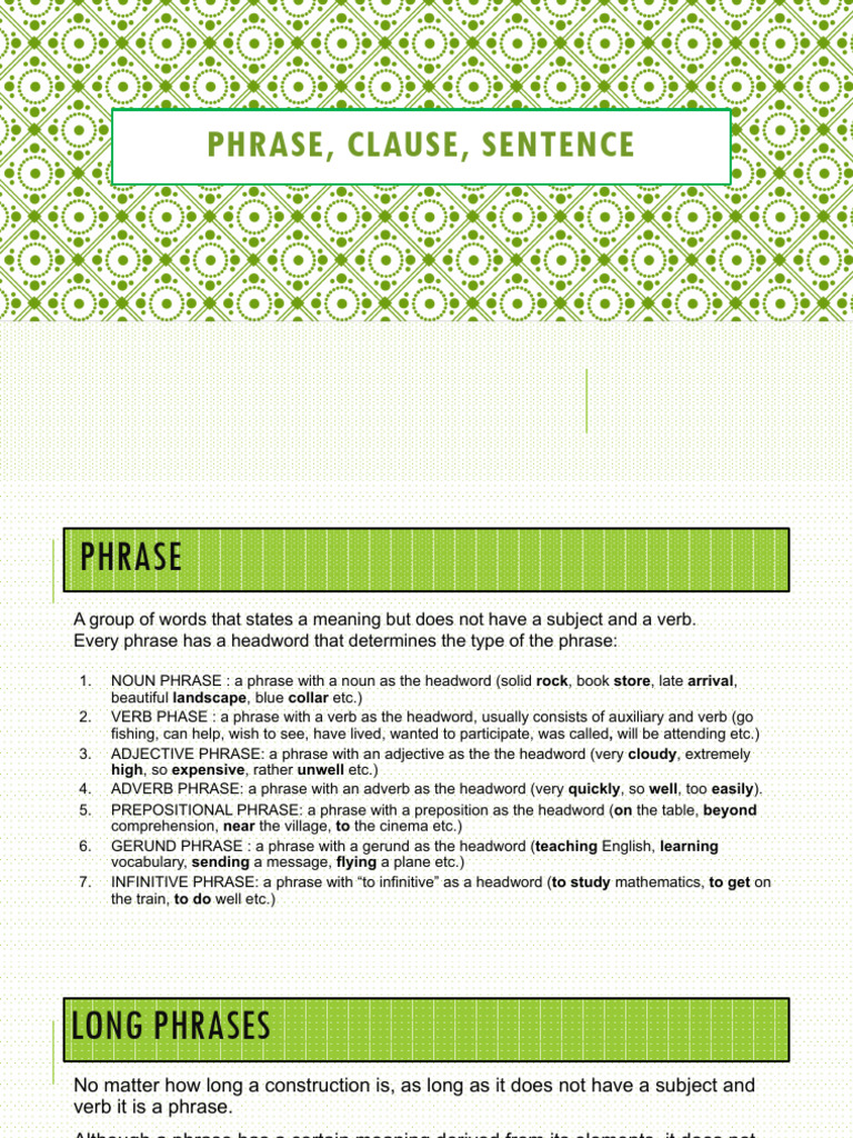 Phrase, Clause, SEntence | PDF