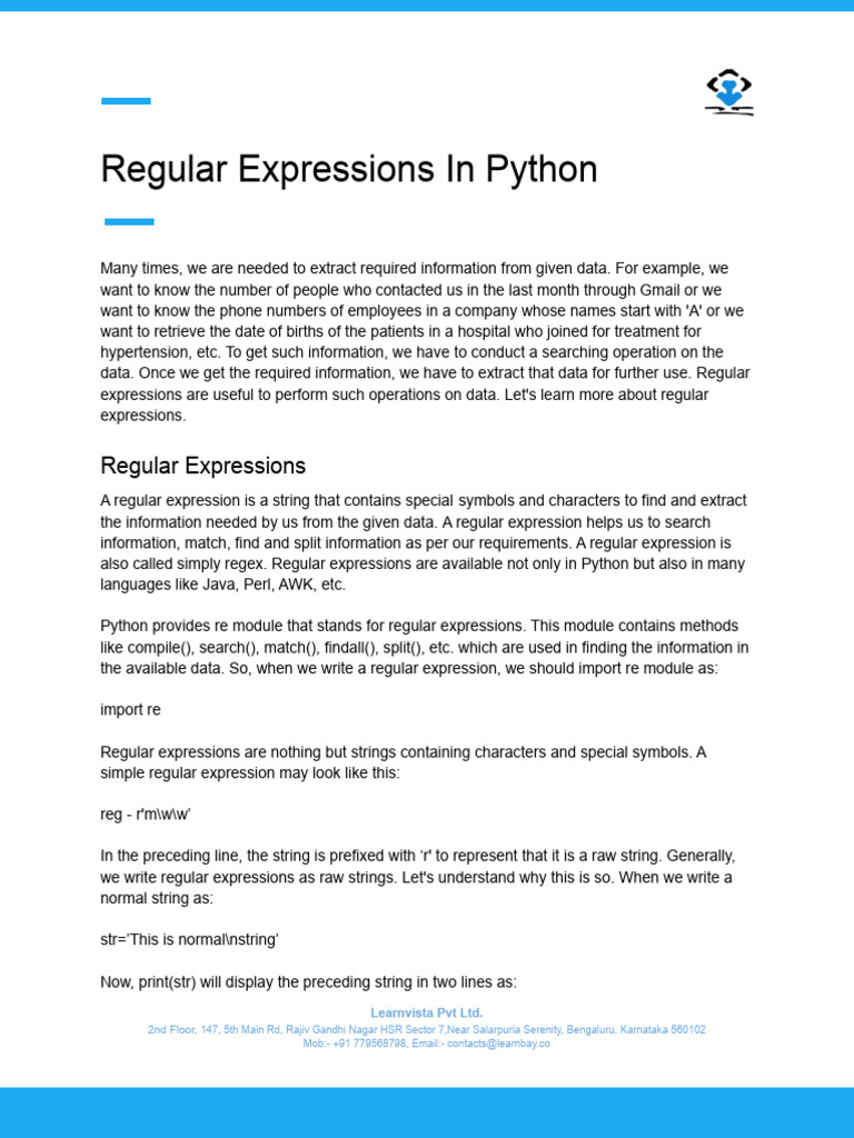 Regular Expressions in Python | PDF