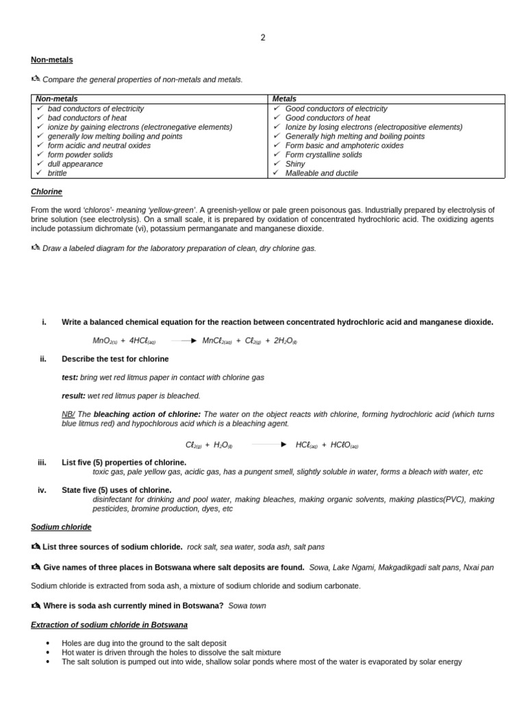 Notes - DS - Nonmetals | PDF