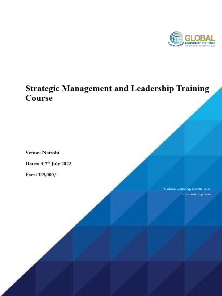 Strategic Management and Leadership Training Course | PDF | Strategic ...