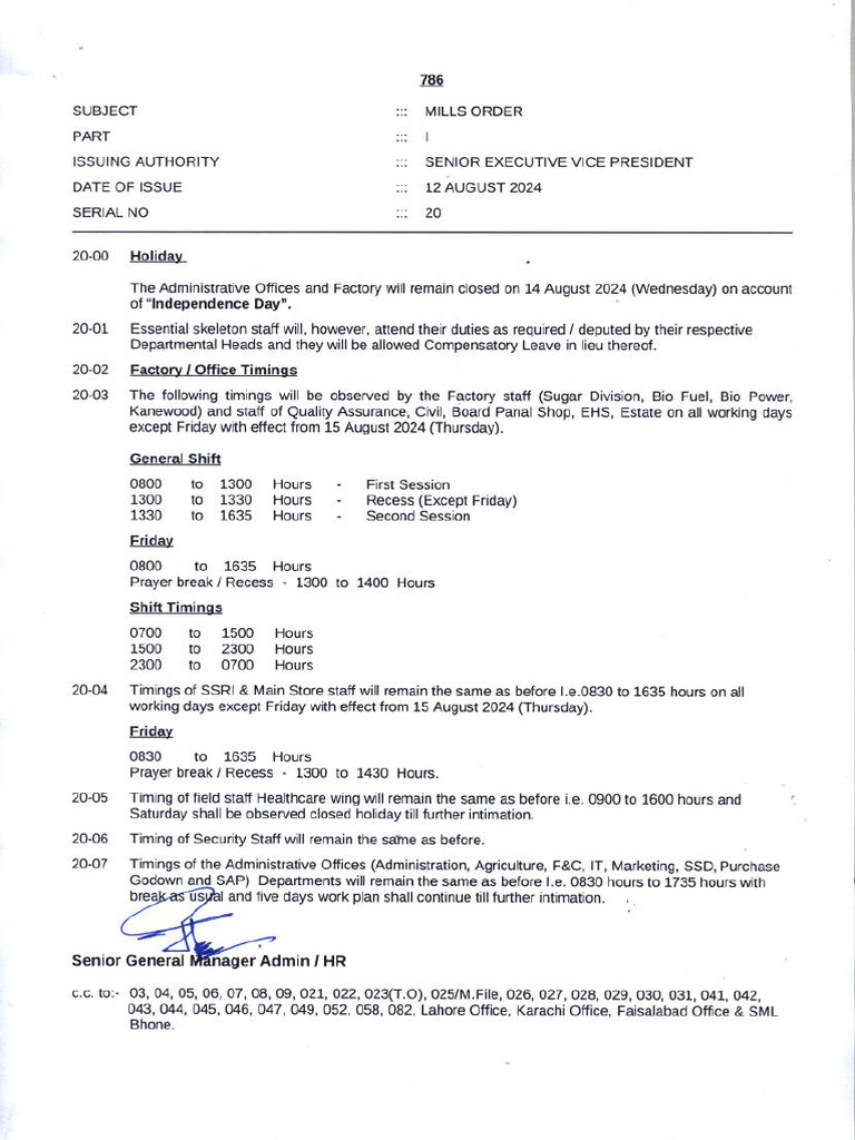 Mills Order No. 20 | PDF