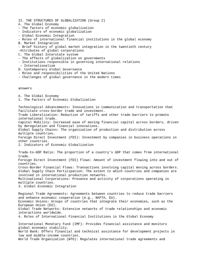 II. The Structures of Globalization | PDF