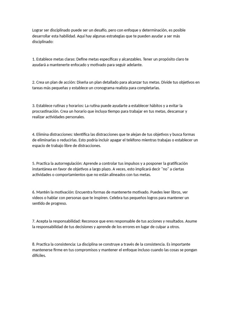 Lograr Ser Disciplinado Puede Ser Un Desafío | PDF | Sicología | Cognición