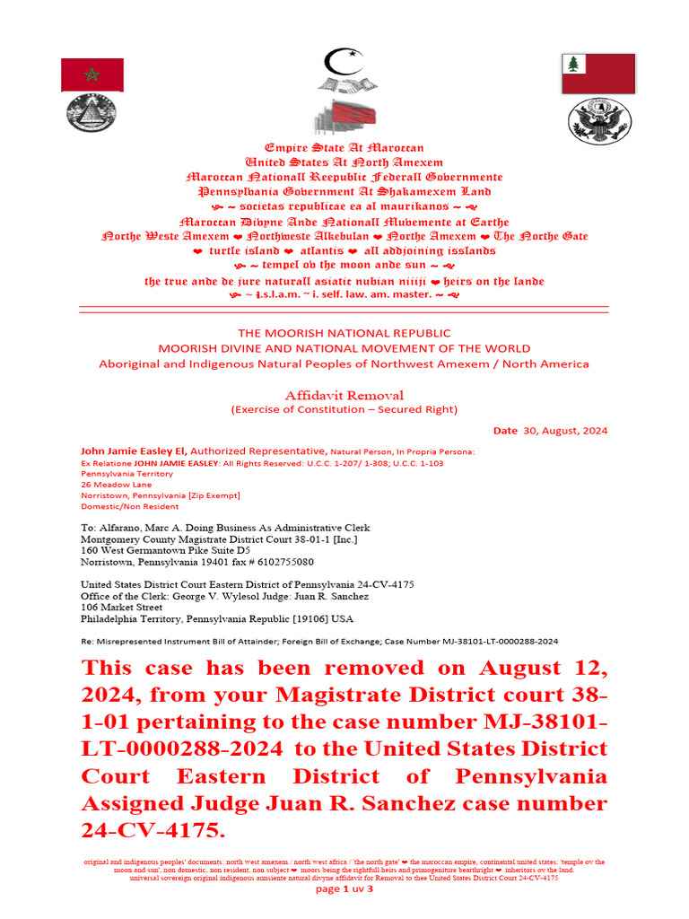 Affidavit Writ Removal August 30 2024 Autographed | PDF