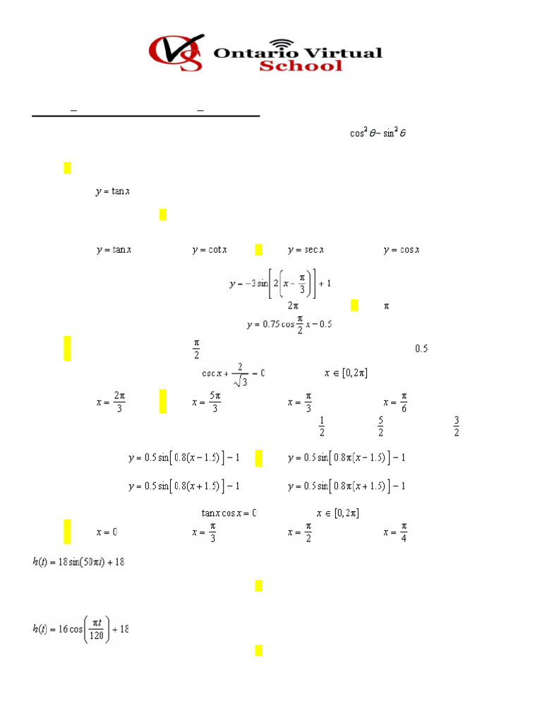Trigonometry Test Chapters 4 5 Pdf Trigonometric Functions