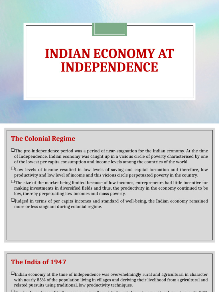 Indian Economy at Independence | PDF