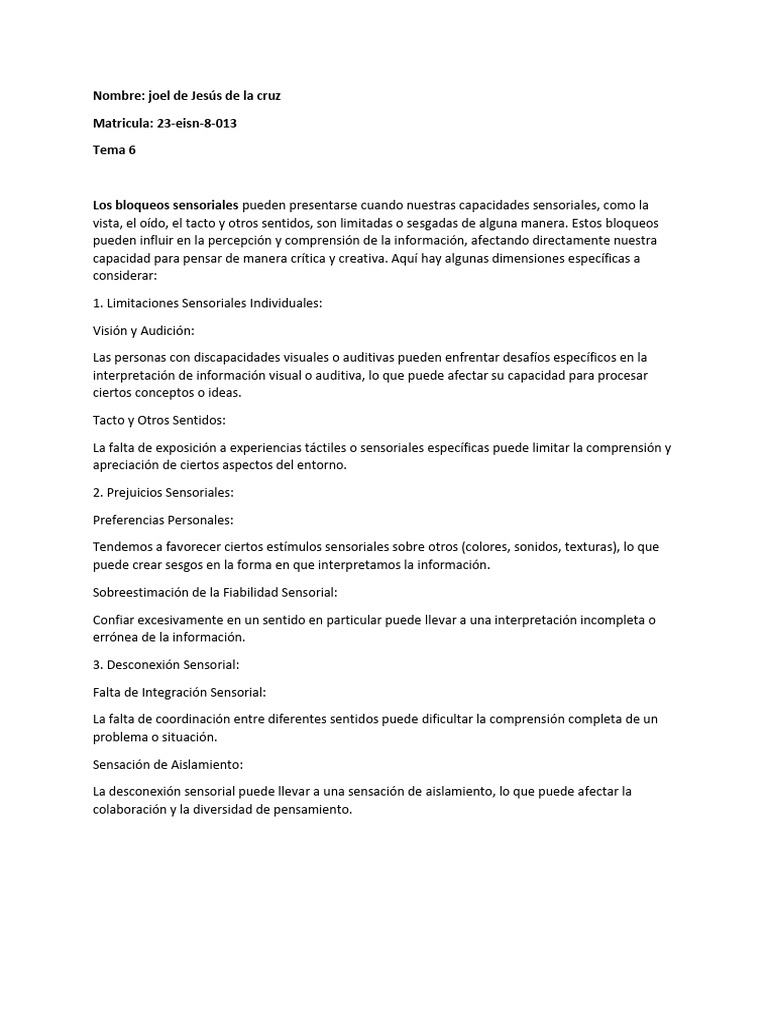 Tema 6 Pensamiento Critico y Creativo | PDF