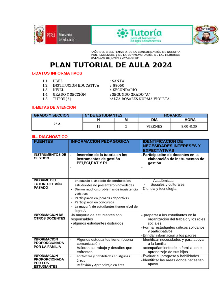 Plan Tutoria - Modificado Aylas | PDF