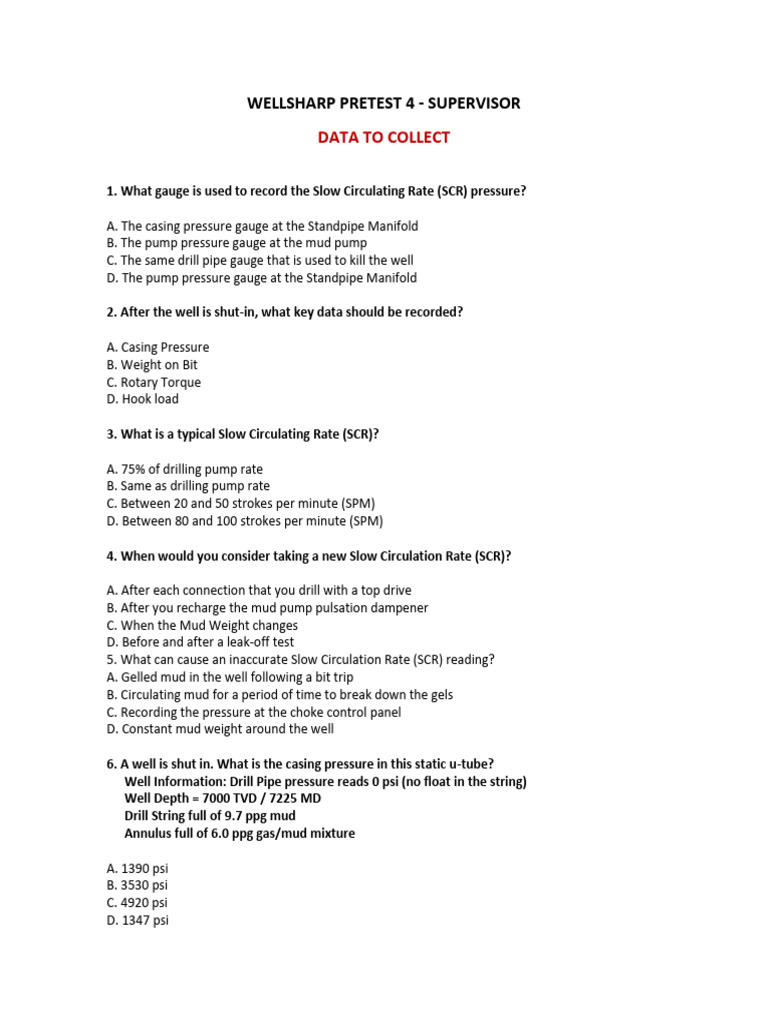 Wellsharp Pretest 4 - Supervisor - Data To Collect | PDF