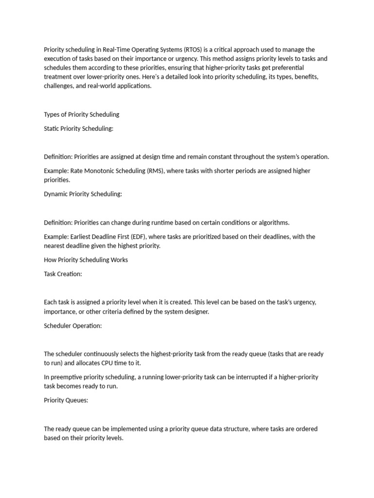 Priority Scheduling in RTS | PDF