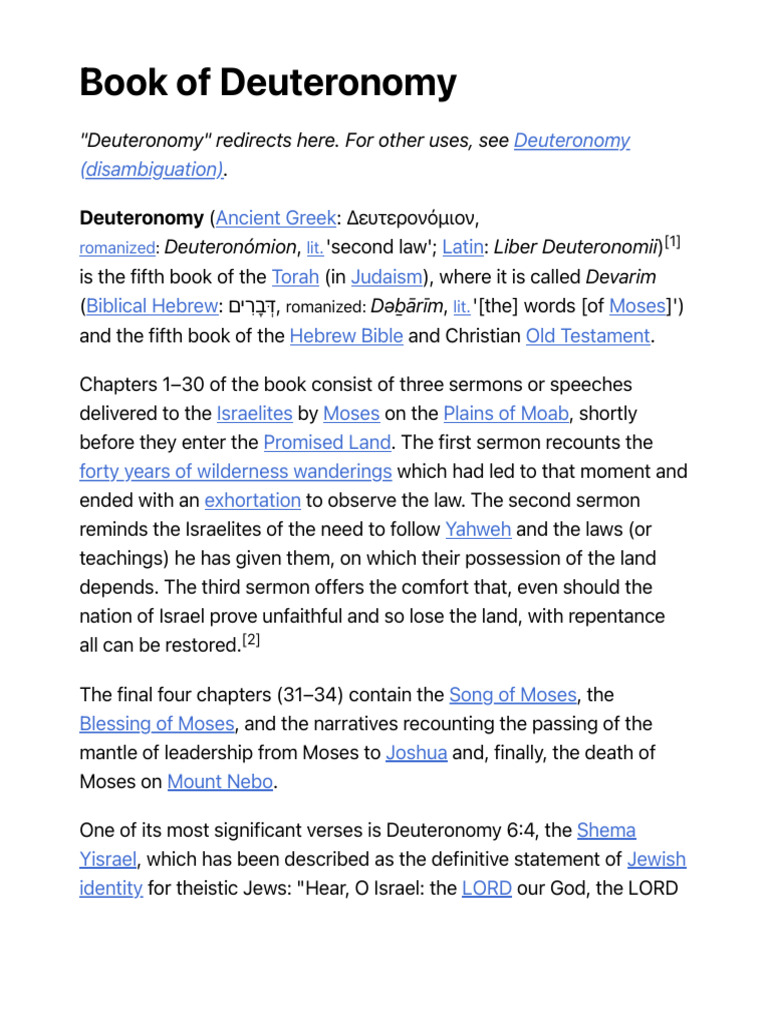 Book of Deuteronomy | PDF