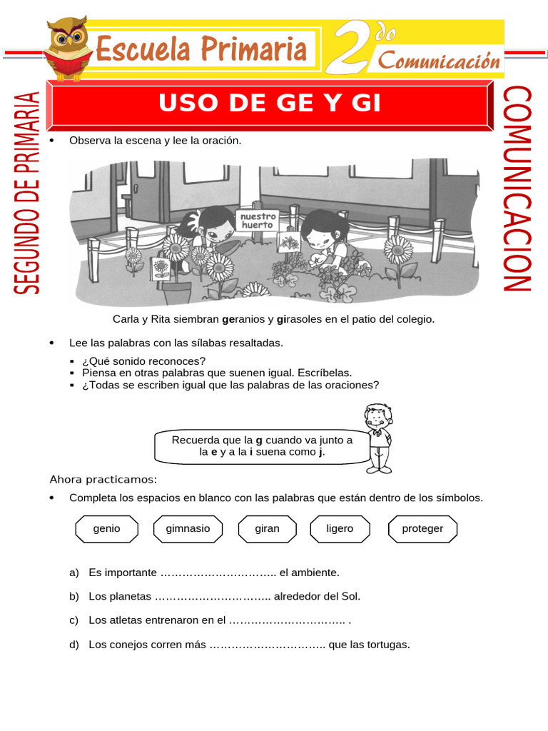 Actividades de Ge y Gi para Niños | PDF | Artes del Lenguaje y Comunicación
