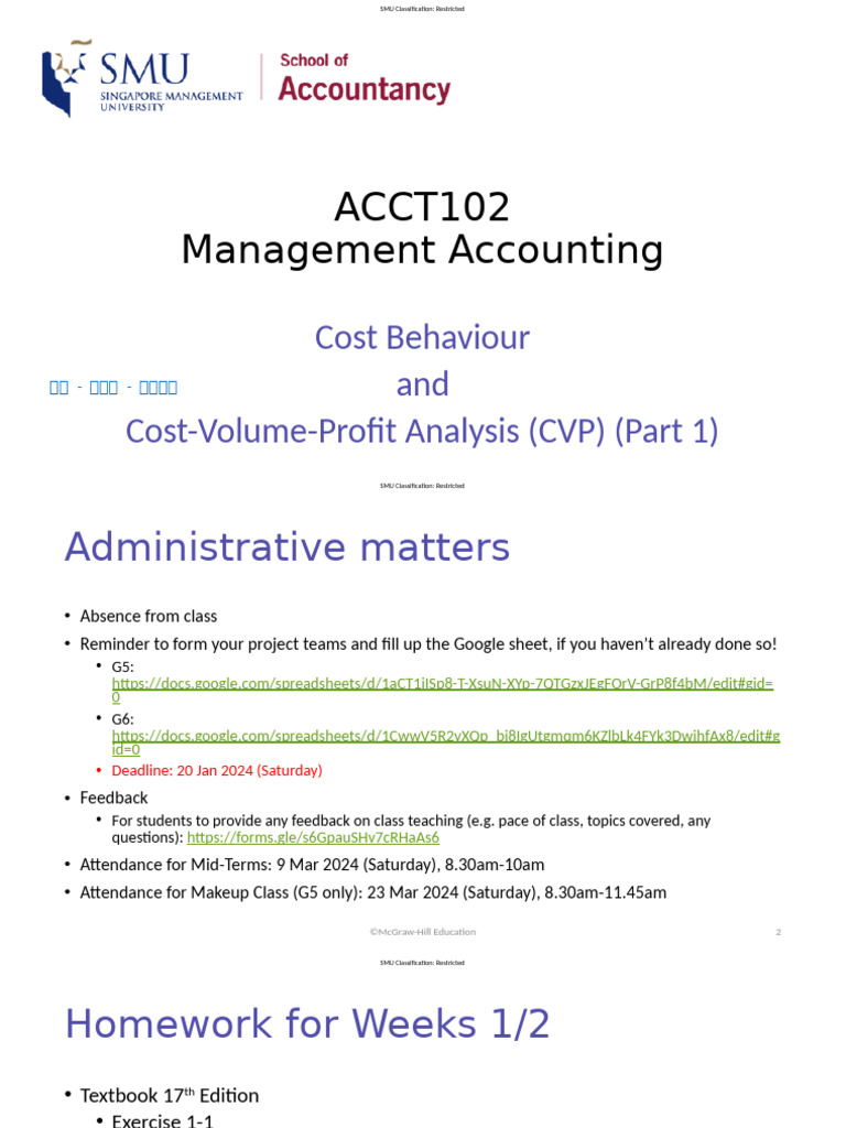 Week 2 (Cost Behaviour & CVP) | PDF