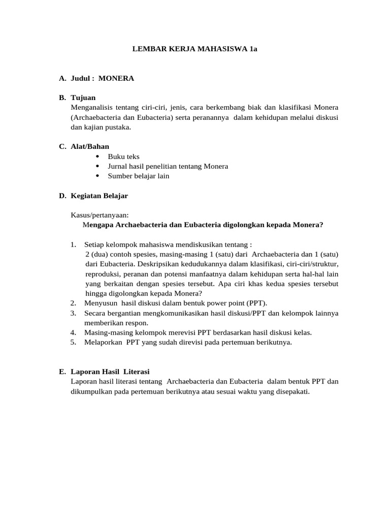 LKM 1a Monera (Teori) | PDF