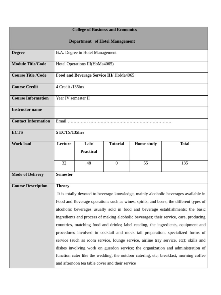Course Out Fbs III | PDF | Cocktails | Drink