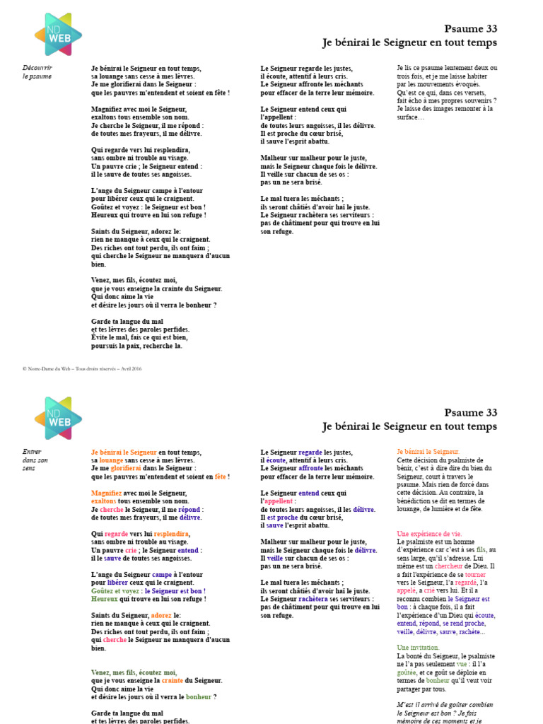 Psaume 33 | PDF