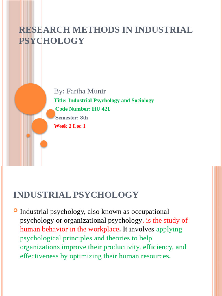 Week 2 Lec 1 (Research Methods in Industrial Psychology) | PDF ...