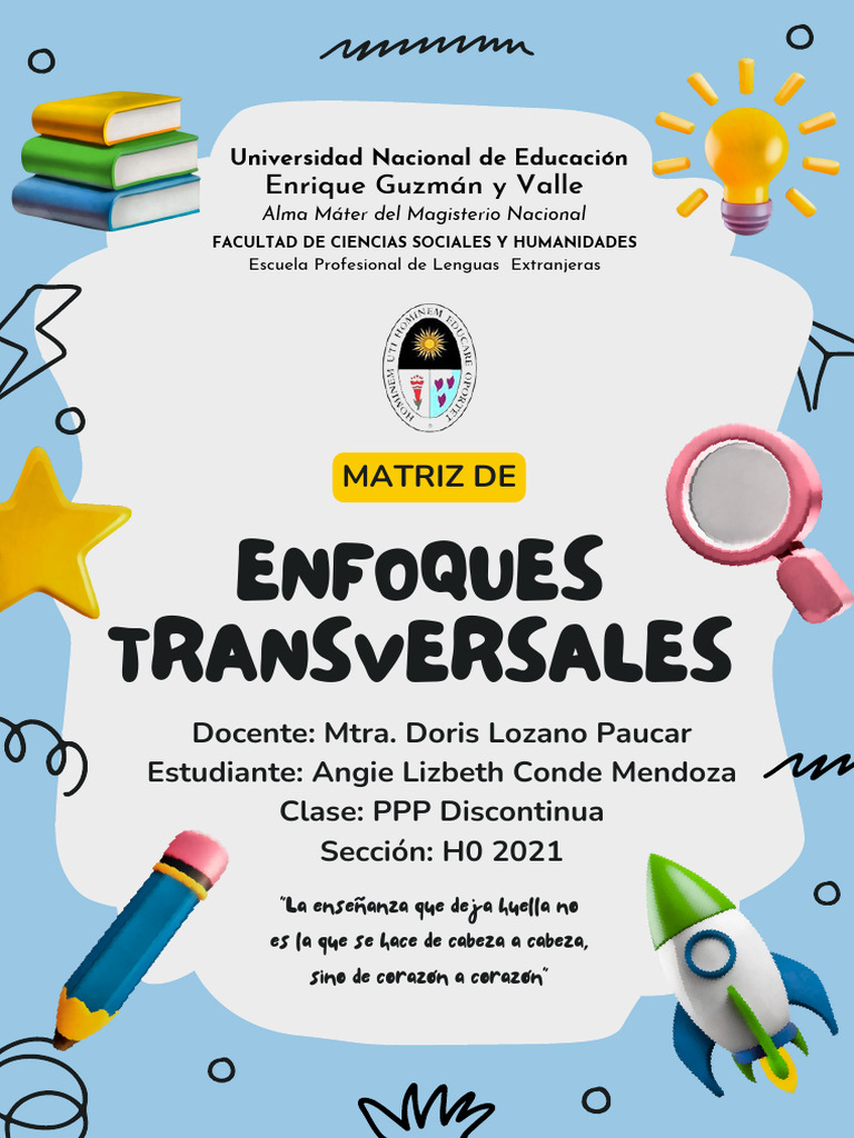 Tarea 1 - Matriz de Enfoques Transversales | PDF