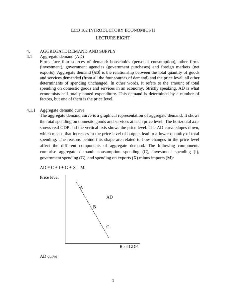 Eco 102 L 8 Aggregate Demand and Supply | PDF