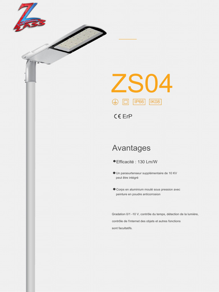 ZS04 LED Street Light Datasheet1 | PDF