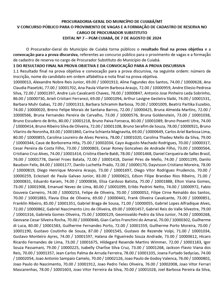 Ed 7 PGM Cuiaba MT 24 Res Final Obj Conv Disc | PDF