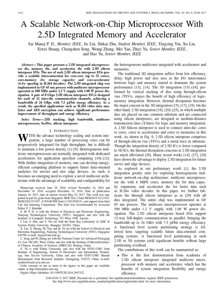 A Scalable Network-on-Chip Microprocessor With 2.5D Integrated Memory ...