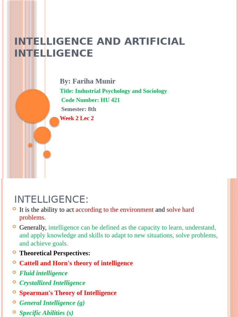 Week 2 Lec 2 (Intelligence and Artifical Intelligence) | PDF