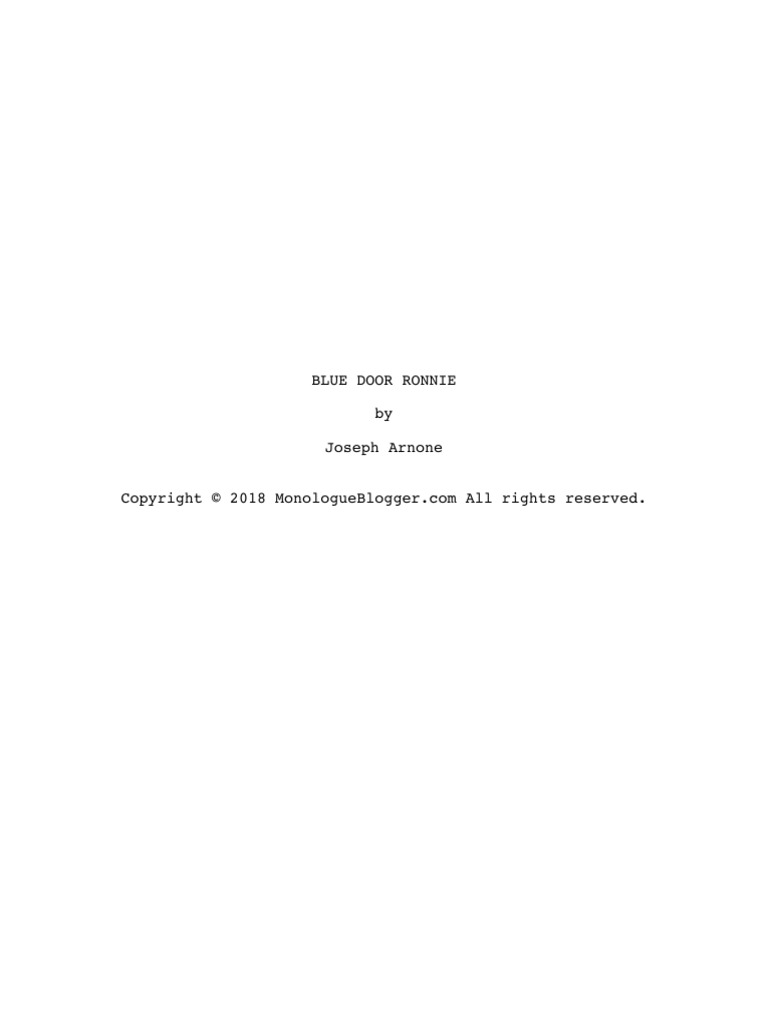 Blue Door Ronnie (3 Actors) | PDF