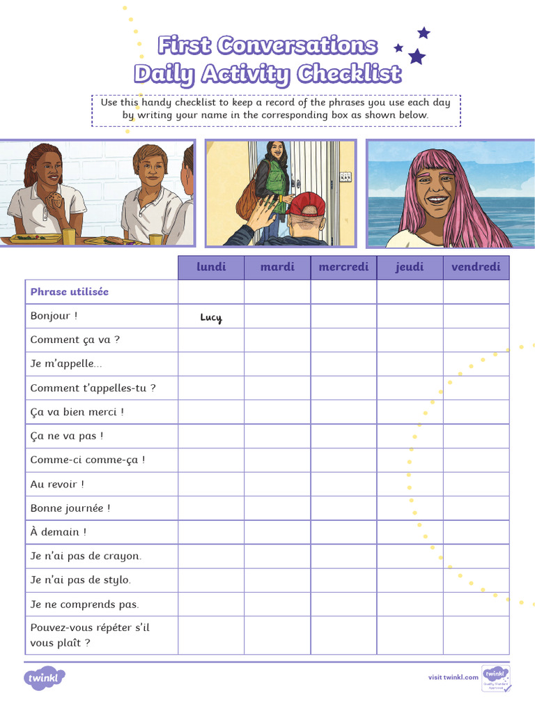 French Conversation Checklist | PDF