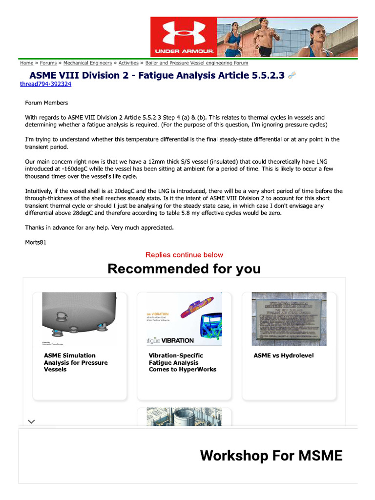 ASME VIII Division 2 - Fatigue Analysis Article 5.5.2.3 | PDF