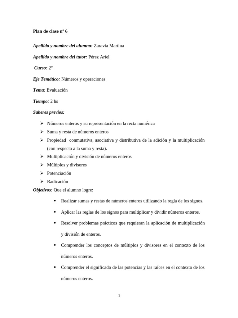 6to Plan de Clase Zaravia | PDF